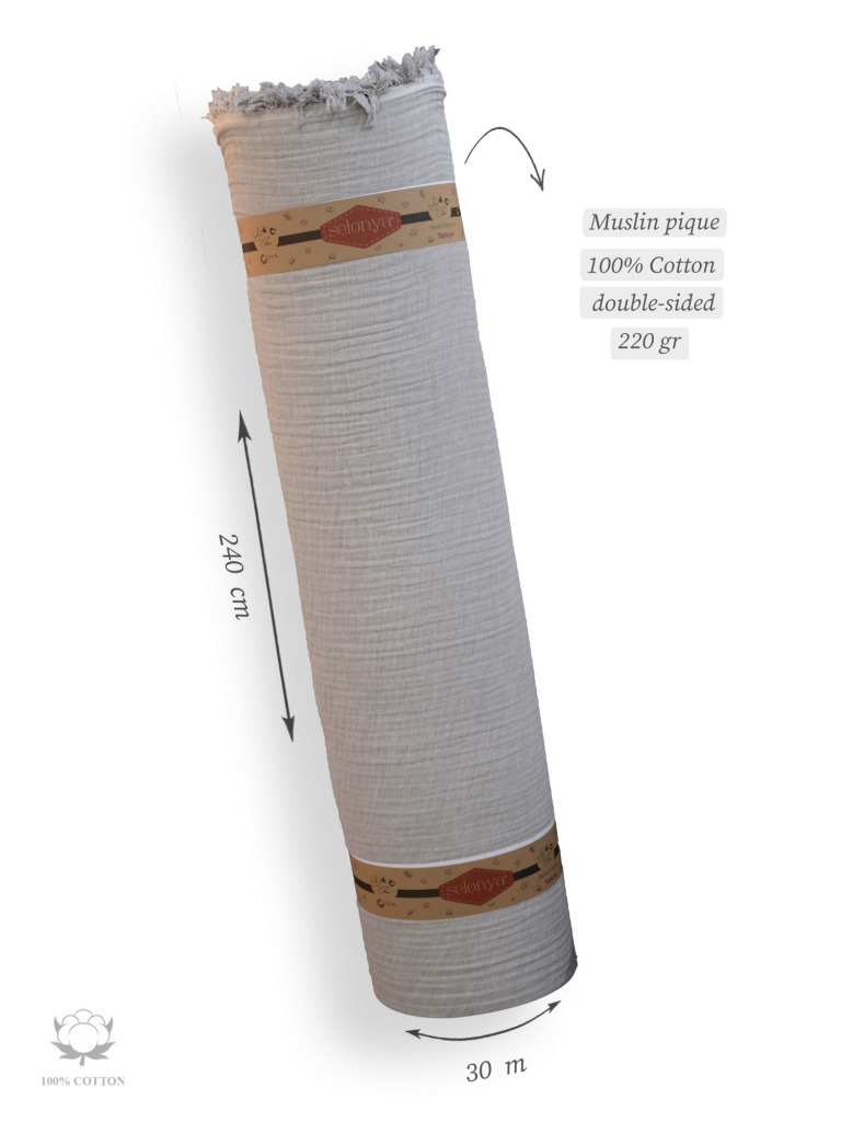 MUSLIN PIQUE LIGHT GREY - Çelik Tekstil Selonya